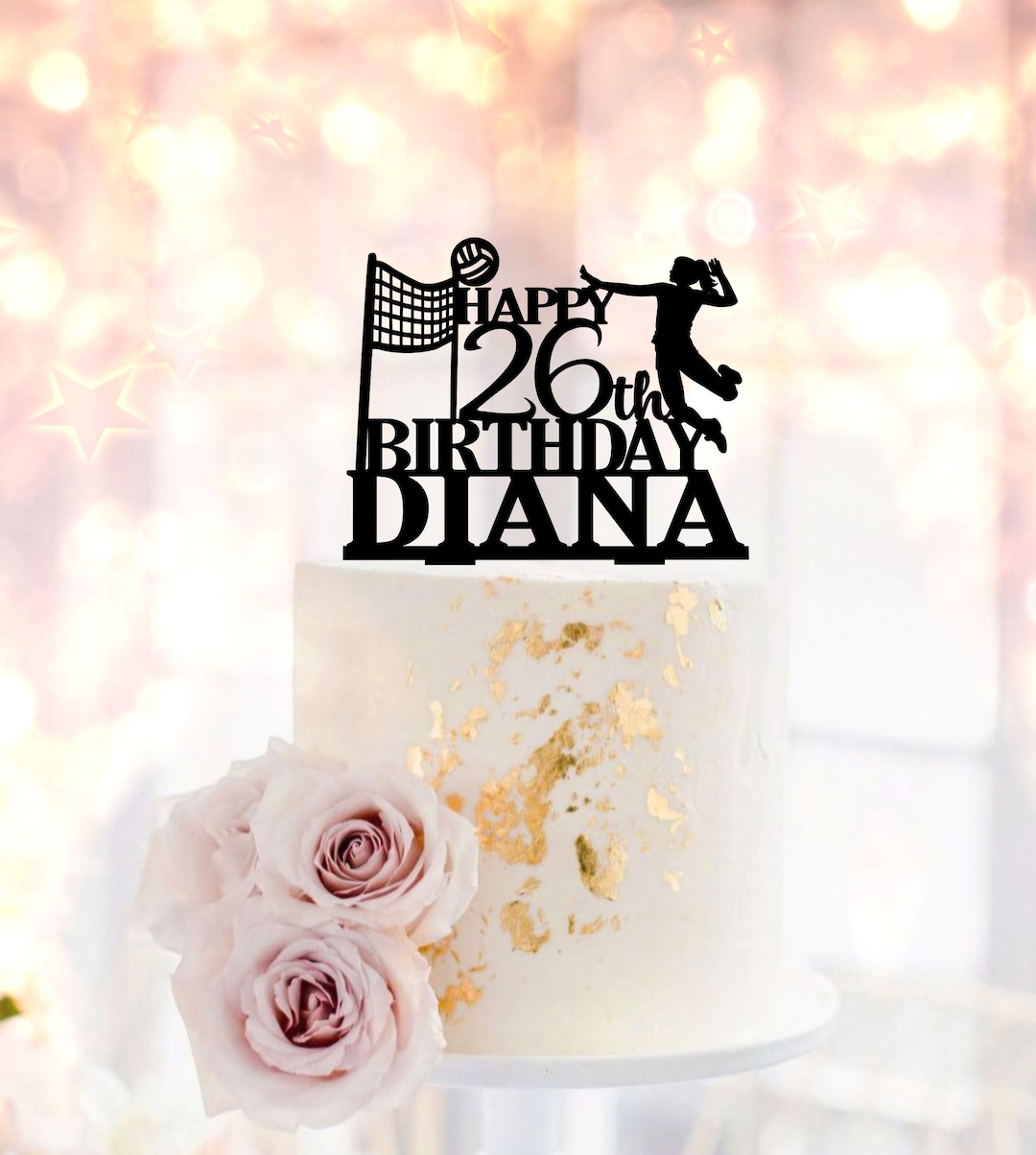 Female Volleyball Birthday Cake Topper With Name, Happy Birthday ...