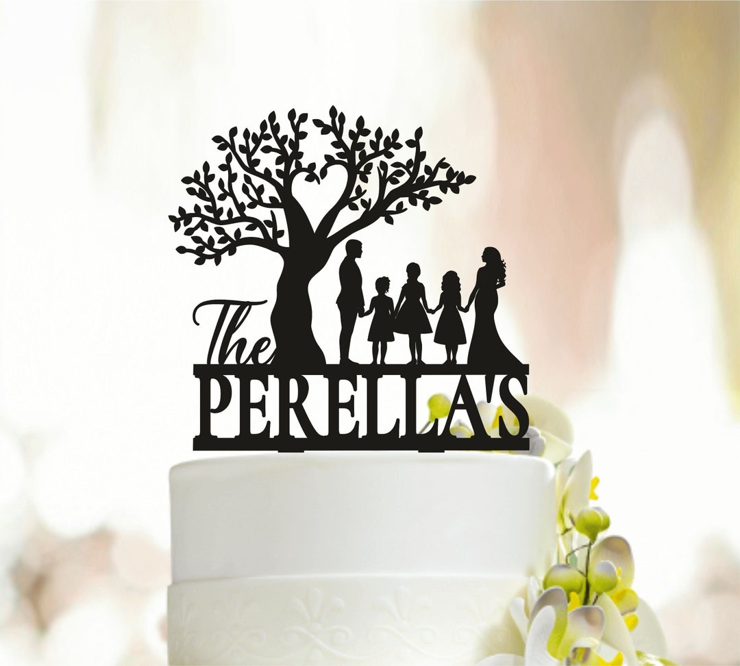Family Cake Topper,tree Wedding Cake Topper, Couple Cake Topper, Family ...