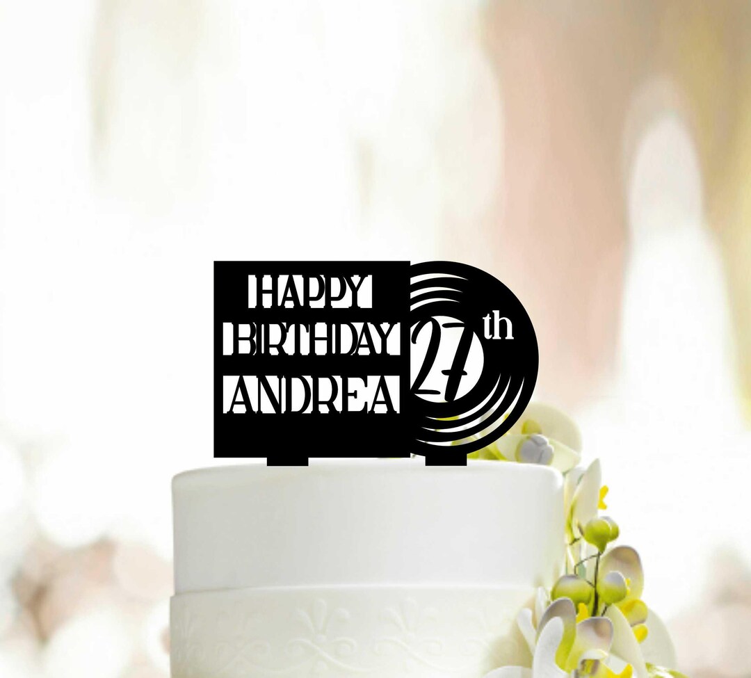 Custom Record Name Birthday Cake Topper, Personalised Disk Jockey ...