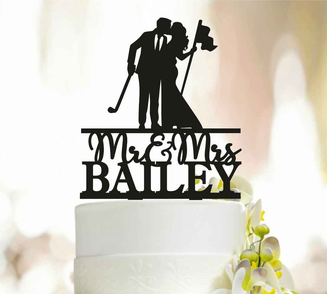 Golf Wedding Cake Topper, Wedding Cake Topper, Golfing Couple Cake ...