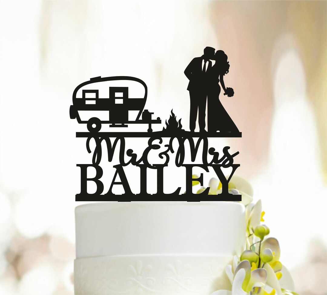 Camping Wedding Cake Topper, Adventure Cake Topper, Outdoor Wedding ...