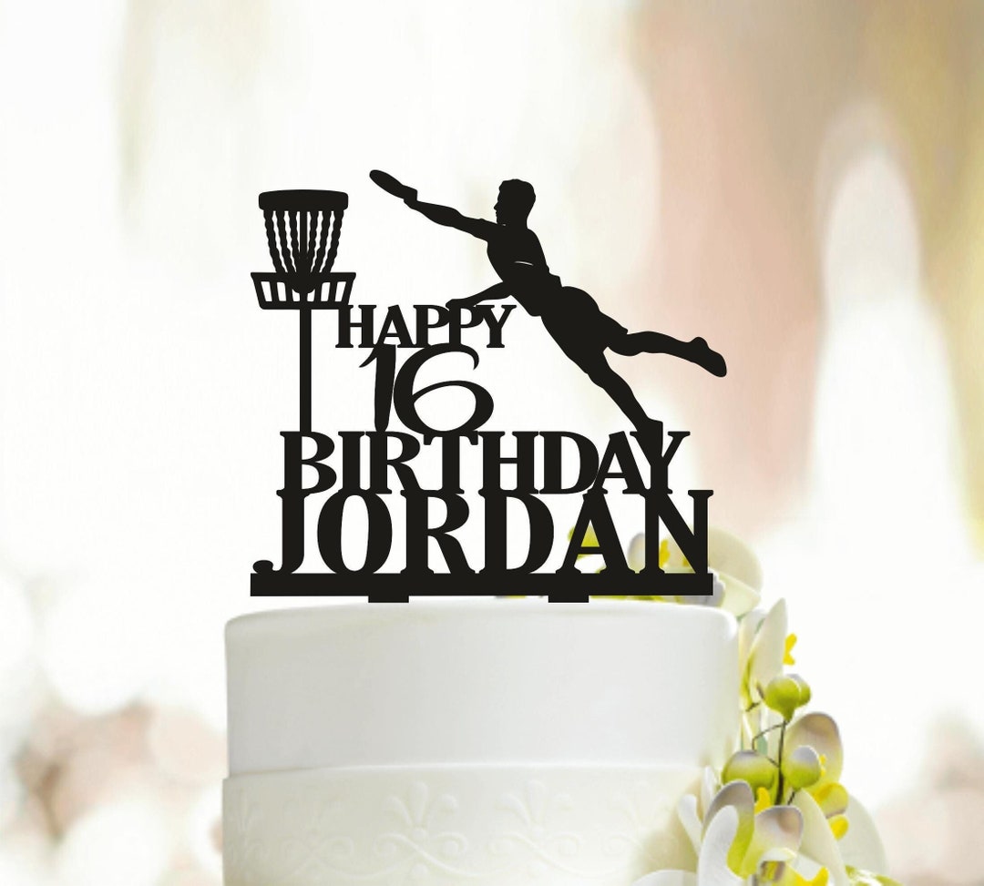 Frisbee Birthday Cake Topper, Disc Golf Cake Topper, Disc Golf Player ...