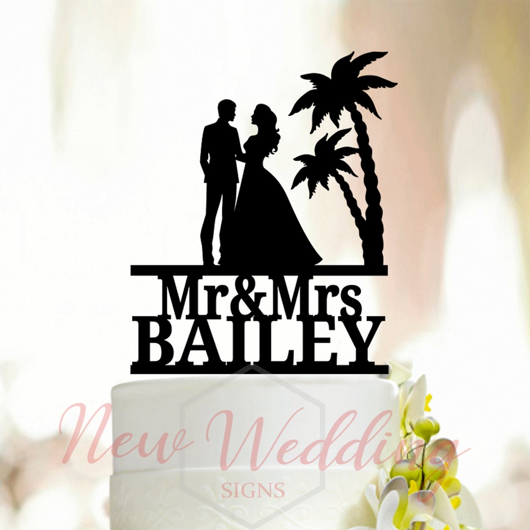 Beach Cake Topper,palm Tree Wedding Cake Topper,wedding Cake Topper,mr ...