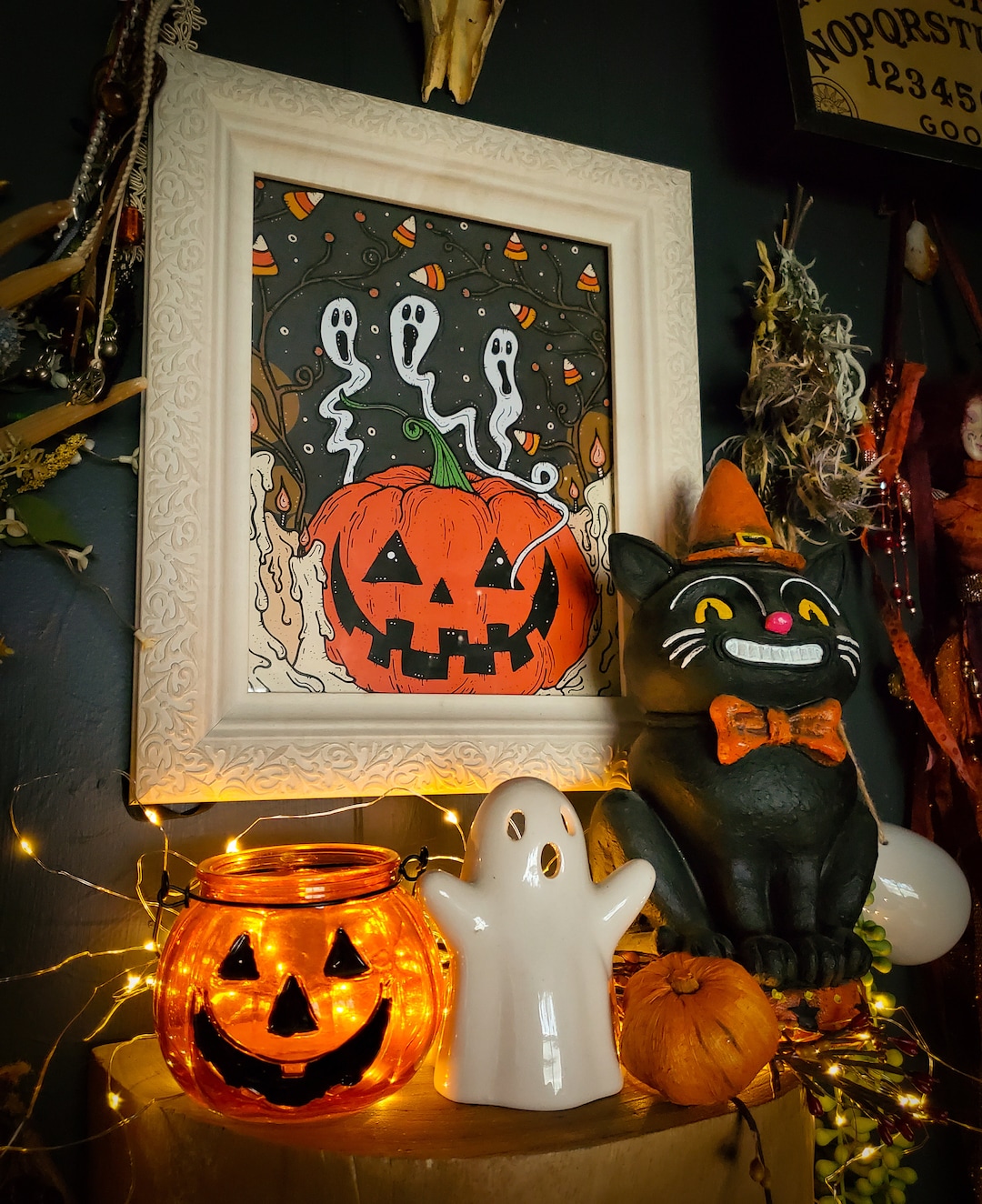 Jack O Lantern - Vintage Halloween Art Print With Ghosts - Etsy