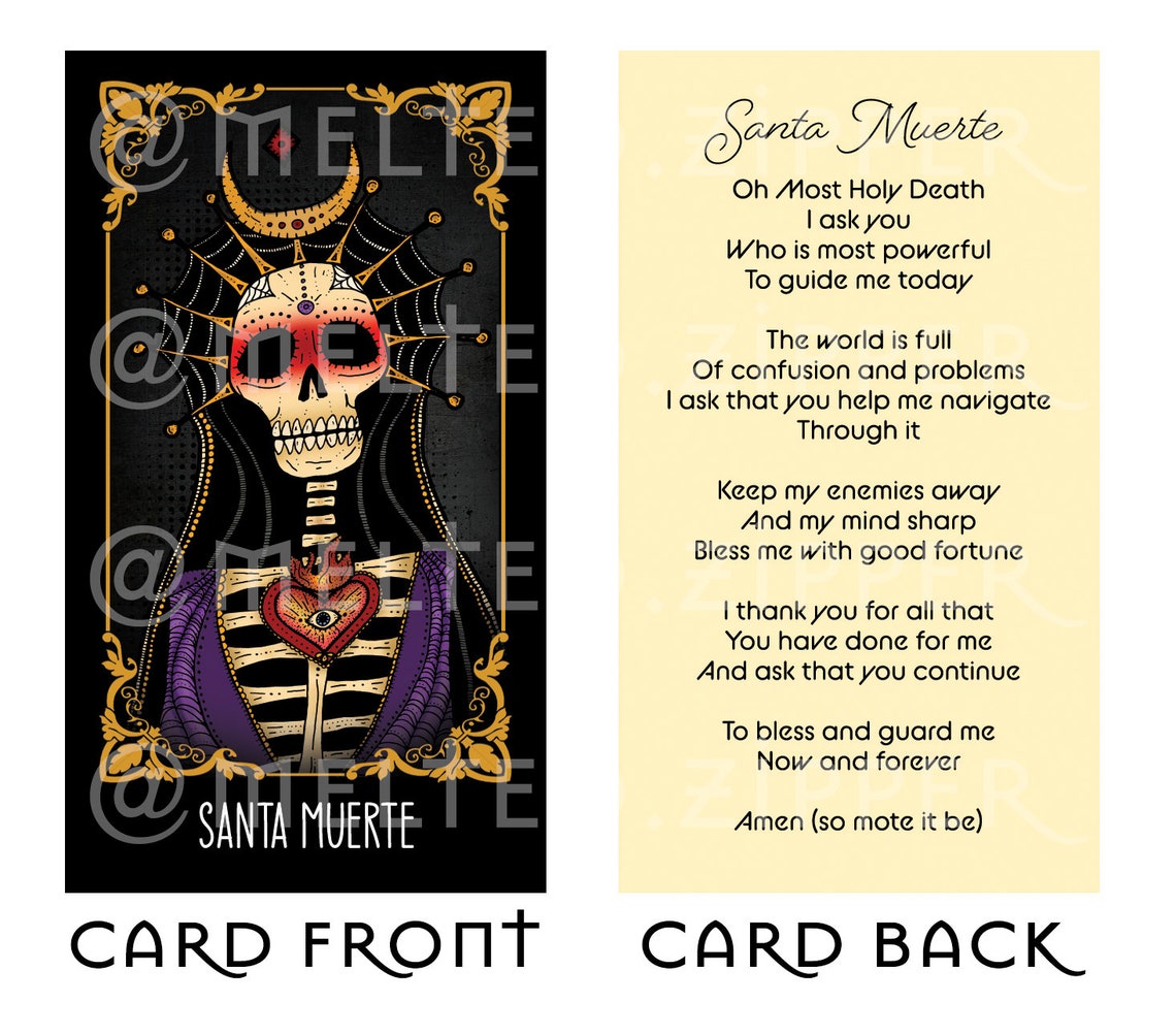 Santa Muerte Prayer Card - Etsy