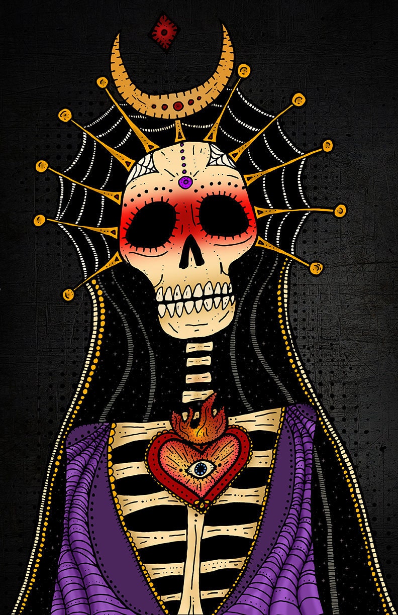 Holy Death Santa Muerte Full Color Art Print in Various Sizes - Etsy