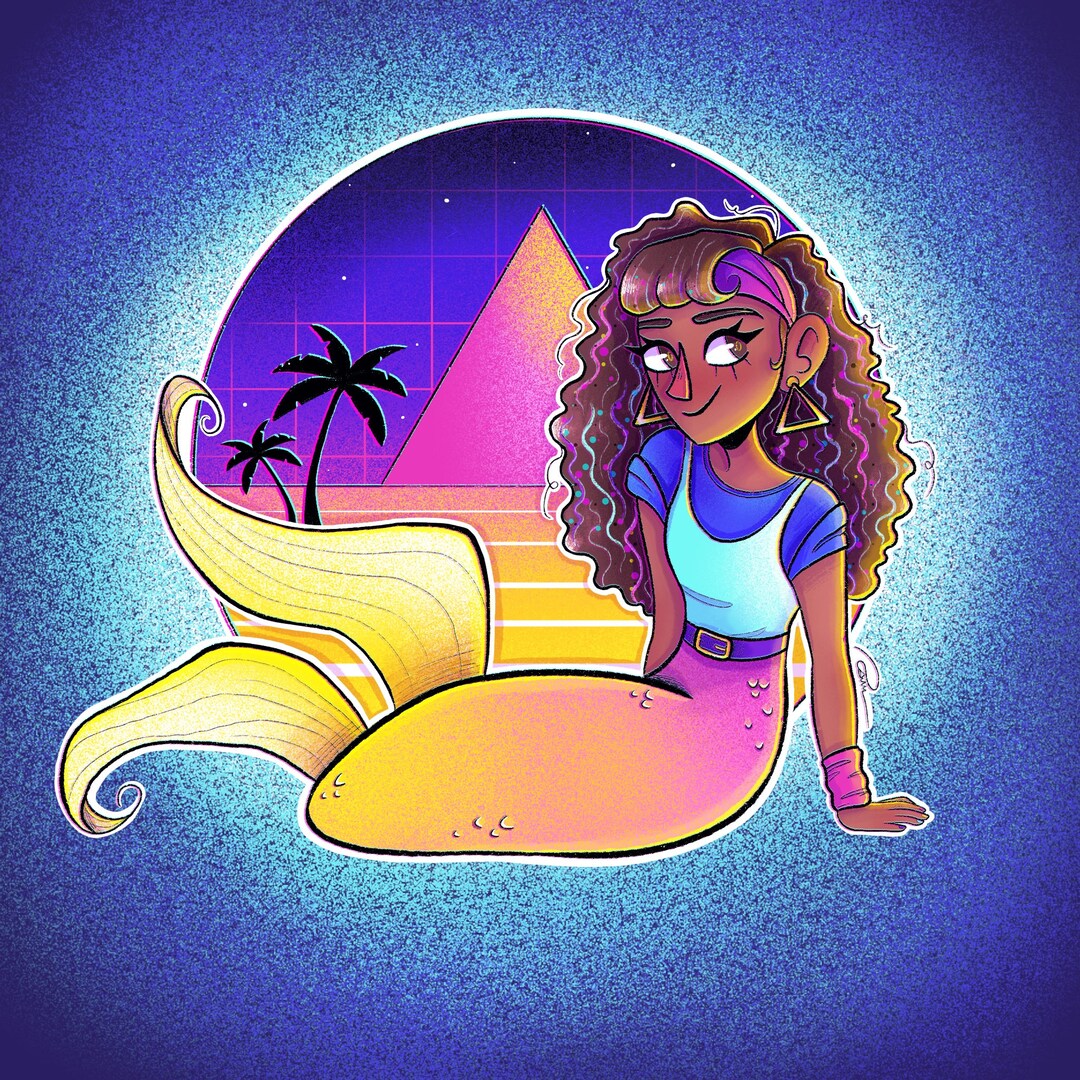 Vaporwave Mermaid Physical Print - Etsy