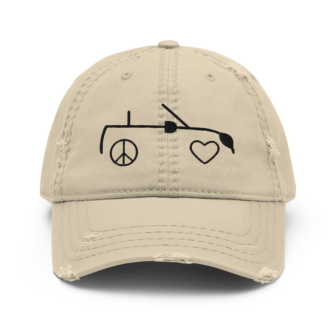 Peace Love Mini Wheels R59 Distressed Hat Active beige/black - Etsy