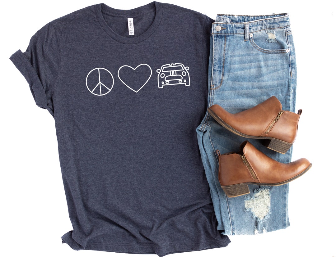 Peace Love Mini Front, Heather Midnight Navy, Mini Cooper, 3001, Car ...