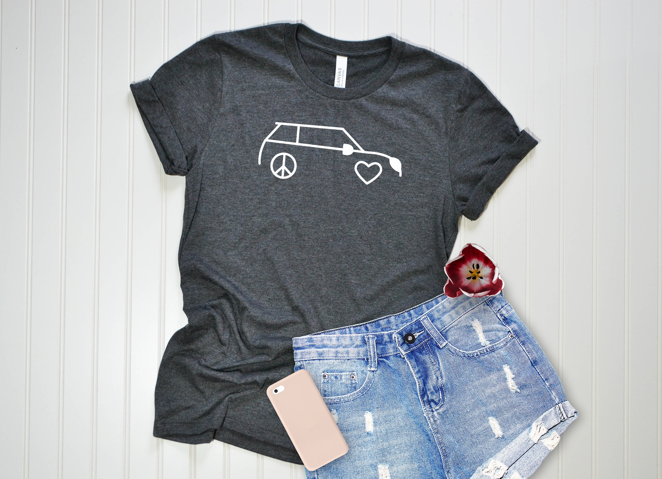 Peace Love Mini Car Dark Gray Heather Mini Cooper 3001 Car - Etsy