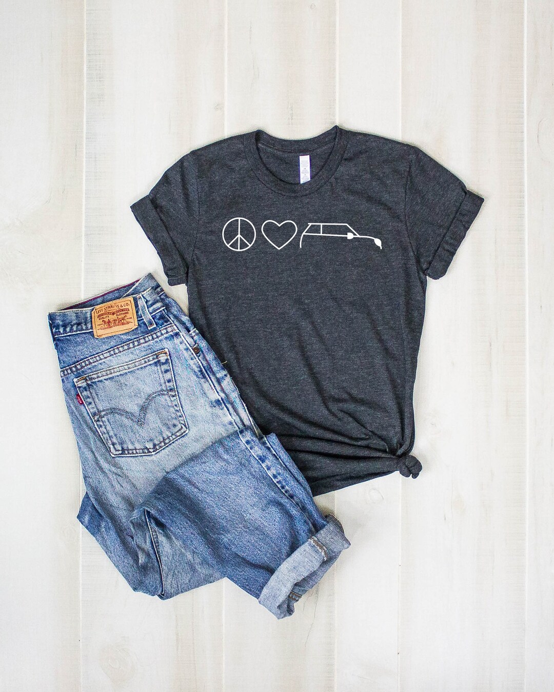 Peace Love Mini Side, Dark Heather Gray, Mini Cooper, 3001, Car Lover ...