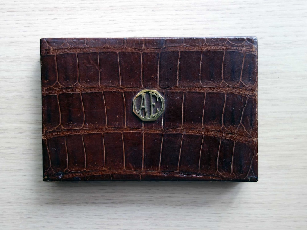 Vintage Alligator Cigarette Case Owned by ALICE EATON 14K Gold Monogram ...