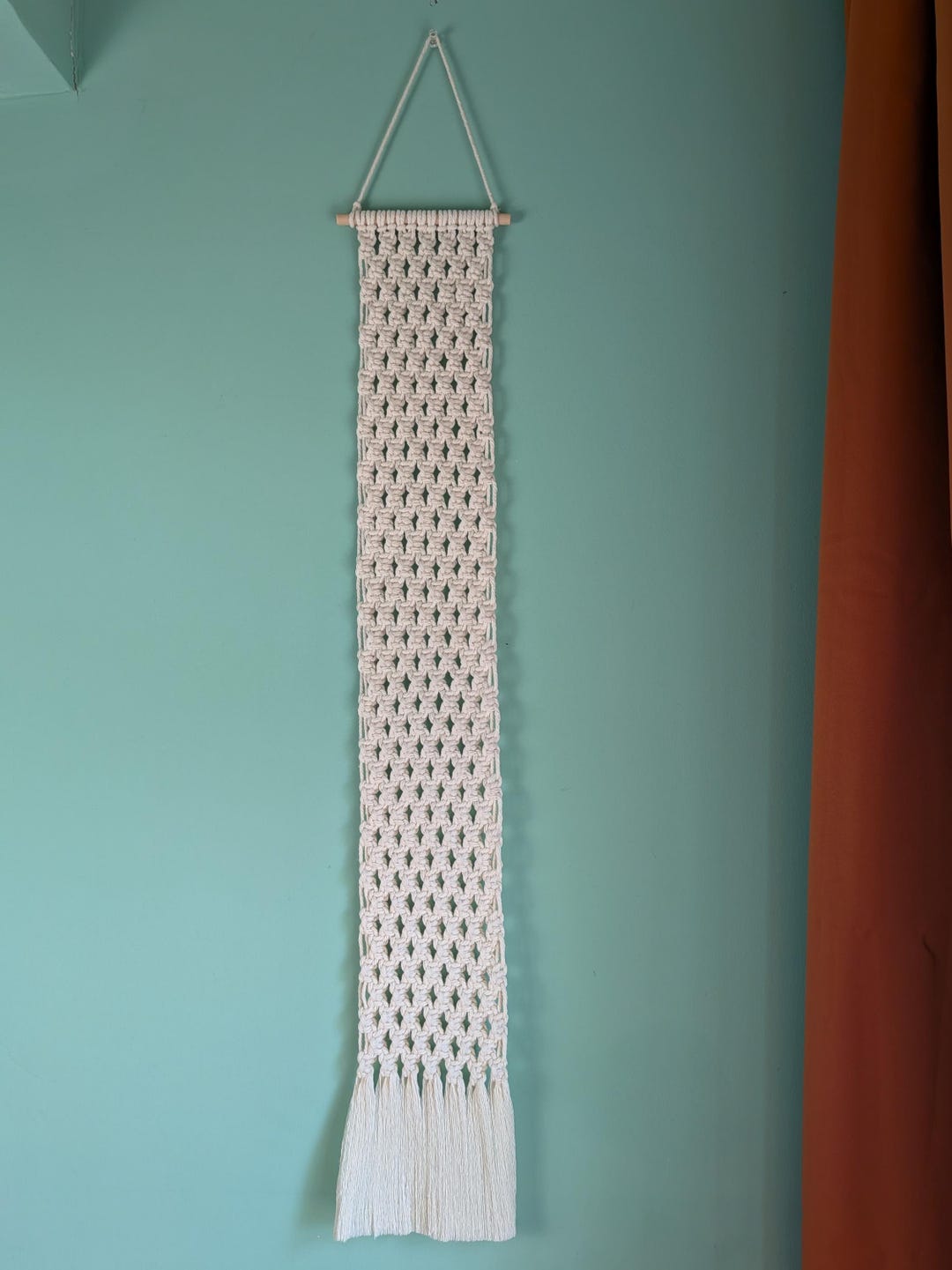 Narrow 6"x34" Macrame Wall Art - "the Space Between" - 3D Effect Design ...