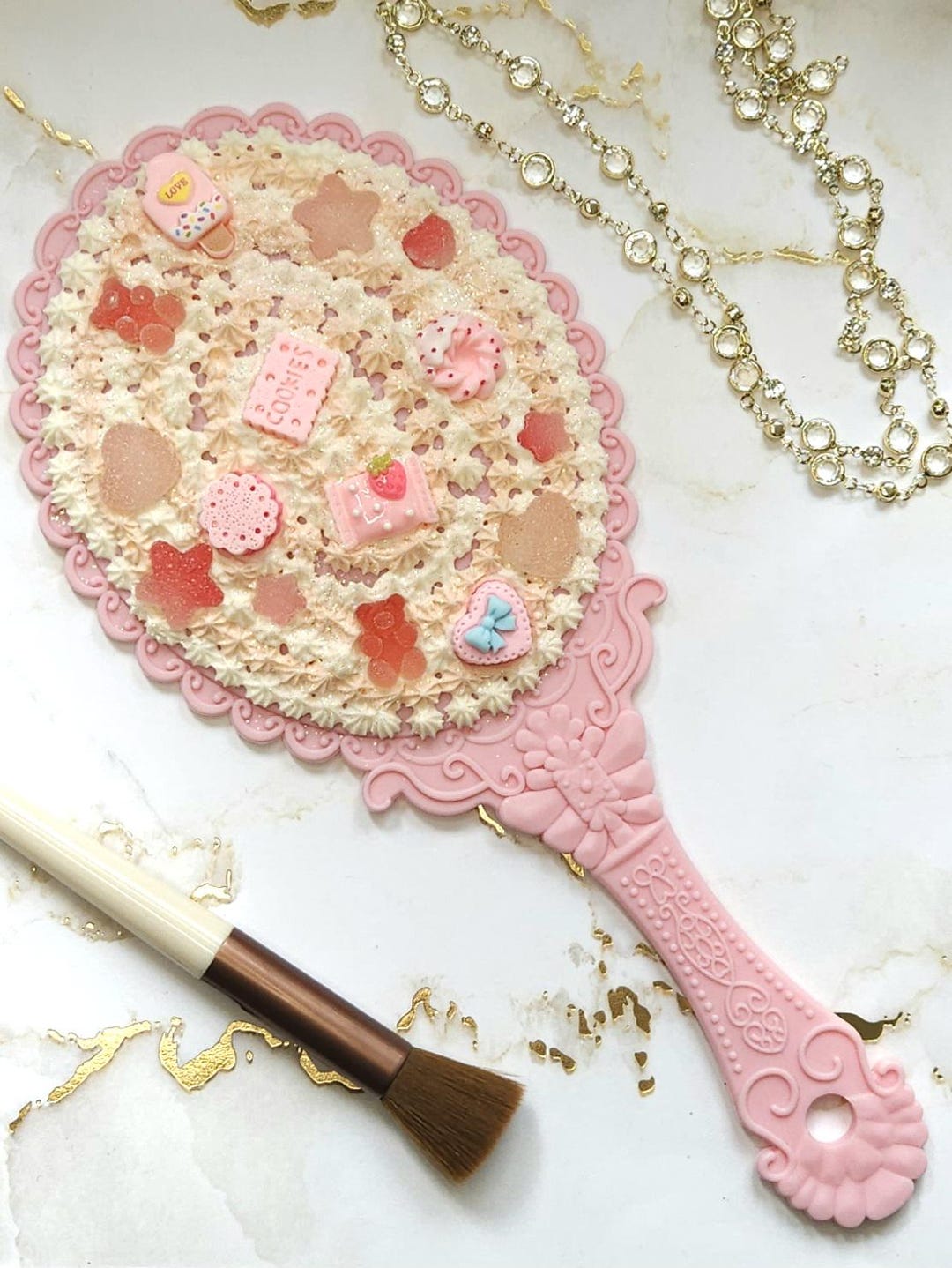 Kawaii Decoden Hand Mirror Pastel Pretty Cute Gift for Teen Tween Girl ...