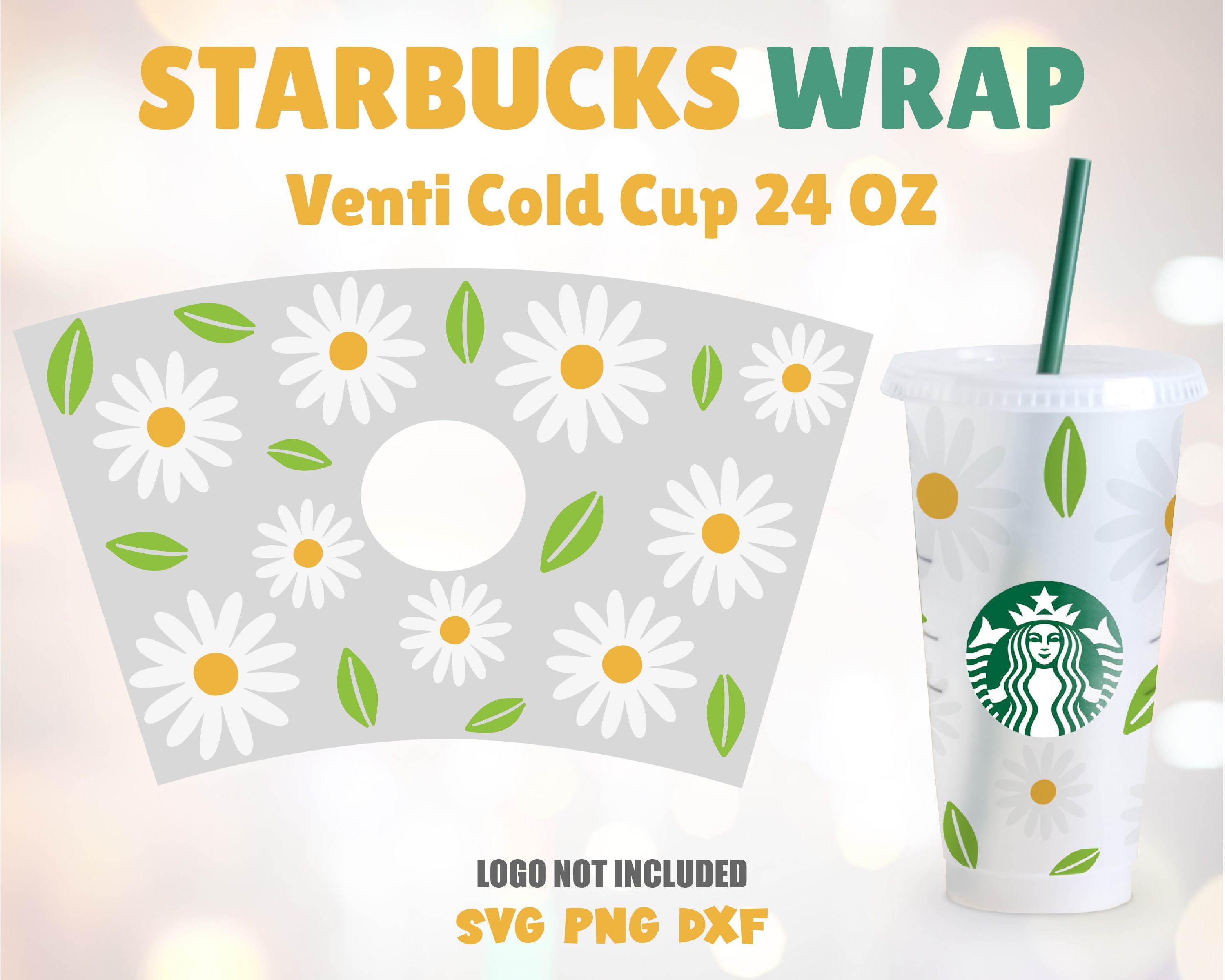 Daisy Full Wrap Svg Flower Svg Floral Wrap Svg Venti Cold - Etsy