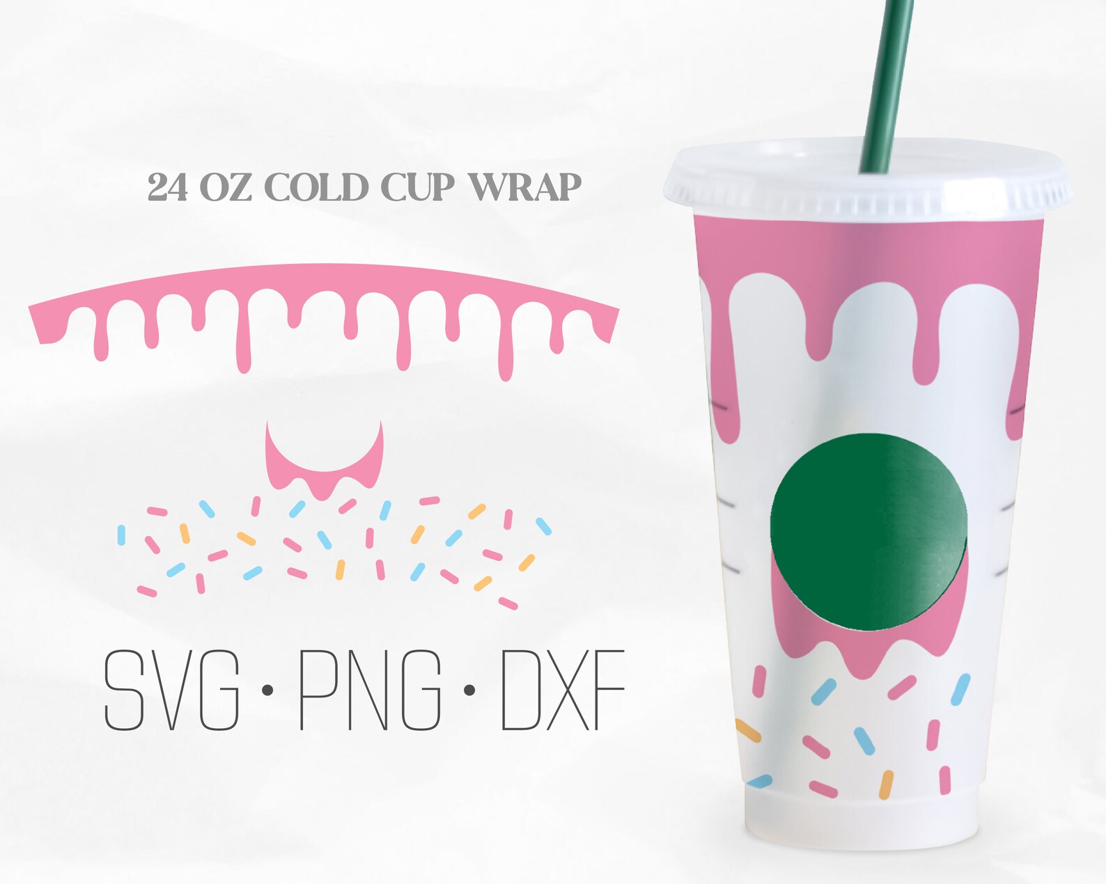 Donut Drip Full Wrap Cup SVG Venti Cold Cup 24 Oz Svg Png - Etsy