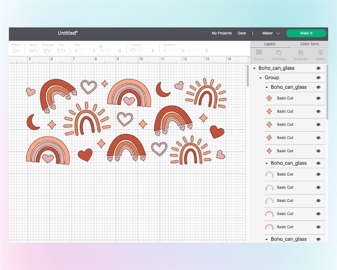 Boho Rainbow Can Glass Wrap SVG Rainbow Wrap Svg 16oz Libbey - Etsy