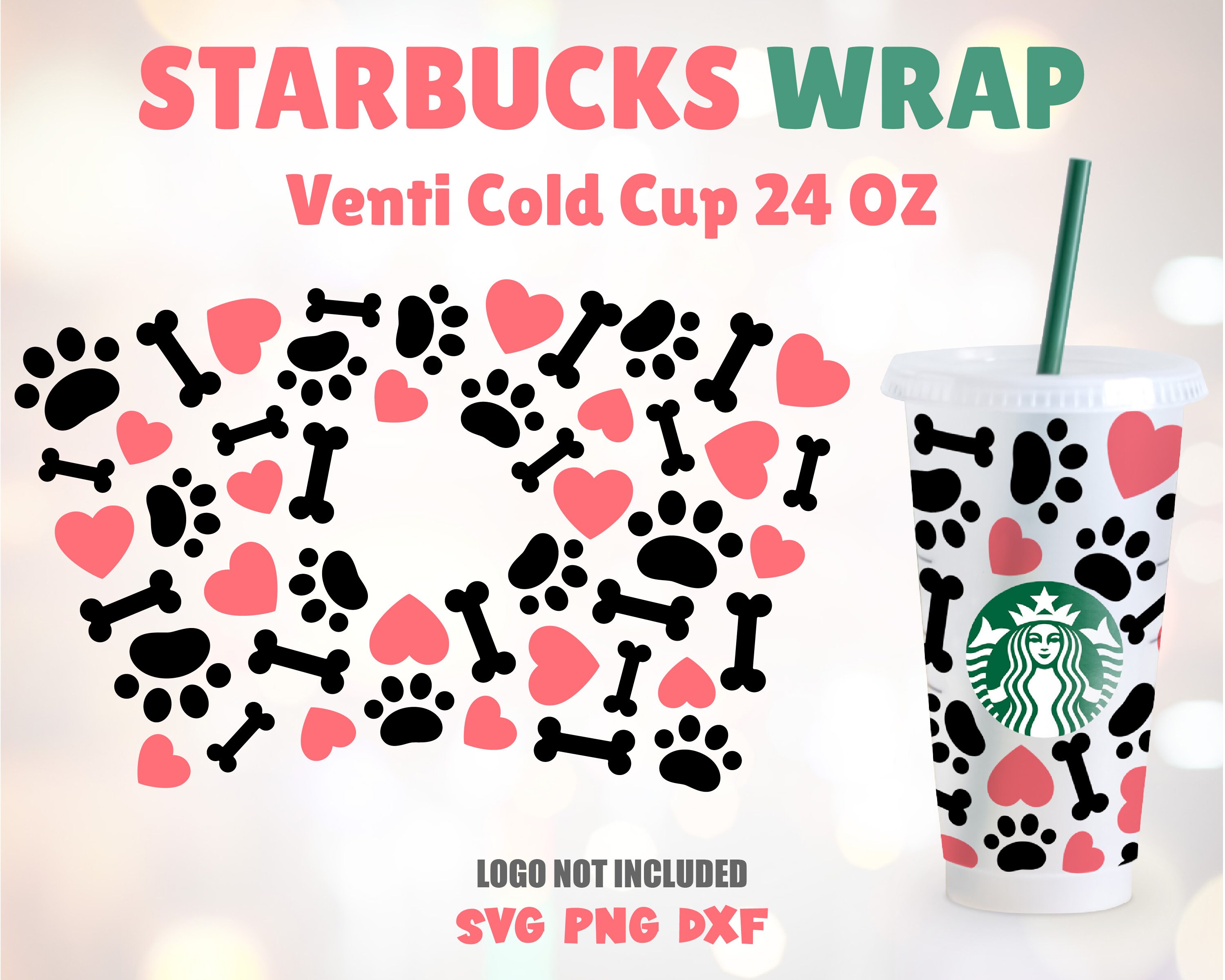 Dog Paw Svg Full Wrap SVG Files Venti Cold Cup 24 Oz Svg - Etsy
