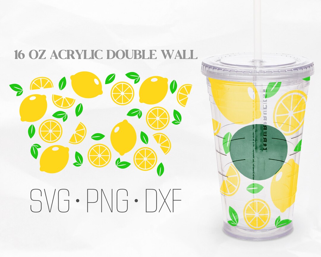 Lemon Full Wrap Svg, Summer Fruit Svg, Acrylic Double Wall Tumbler 16 ...