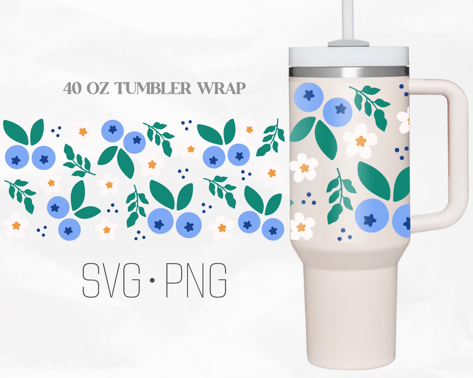 Blueberry Tumbler Wrap Svg, Blueberry Fruit 40 Oz Quencher Stanley Full ...