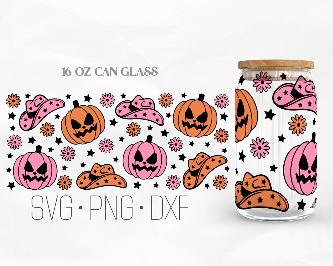 Western Halloween Can Glass Wrap Svg, Howdy Pumpkin Svg, Cowboy Svg ...