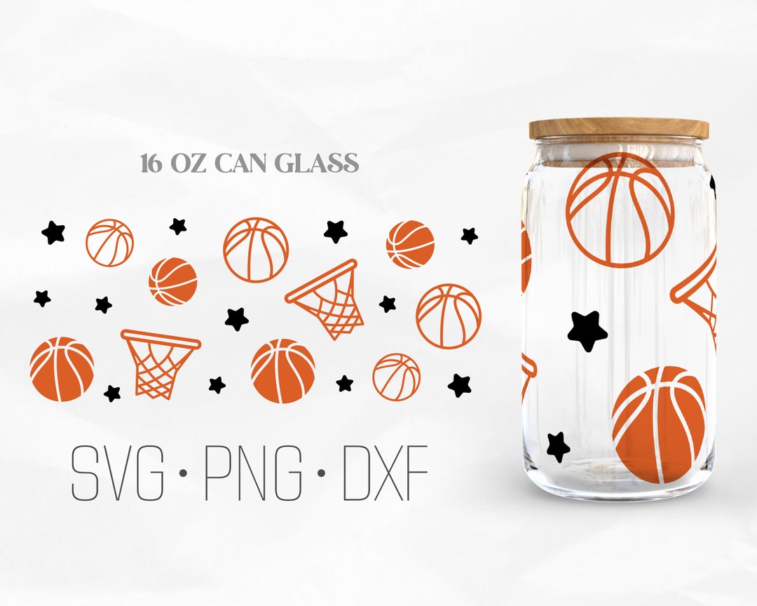 Basketball Can Glass Wrap SVG, 16oz Libbey Wrap Svg, Svg, Png, DXF ...