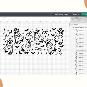 Western Ghost Can Glass Wrap SVG Cowboy Ghost Libbey Glass - Etsy