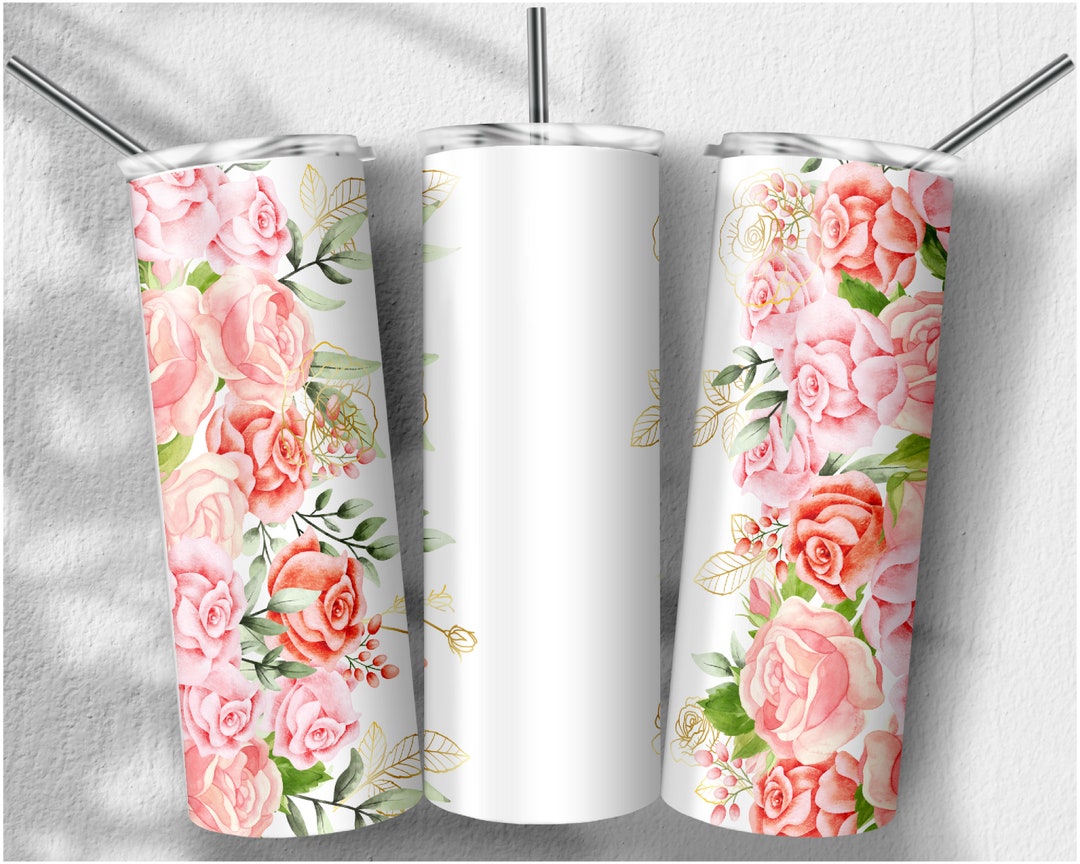 Pink Floral Png, Personalized Sublimation Designs, Skinny Tumbler 20oz ...