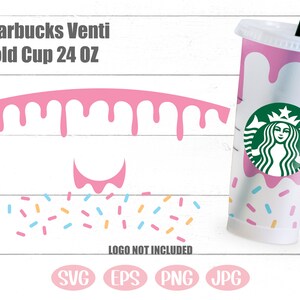 Donut Drip Full Wrap Cup SVG Venti Cold Cup 24 Oz Svg Png - Etsy