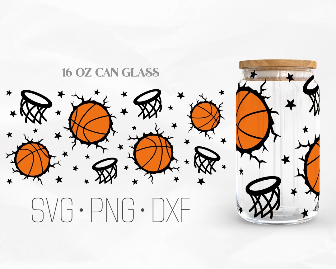 Basketball Lover Can Glass Wrap Svg, Libbey Glass, 16oz Can Wrap, Svg ...