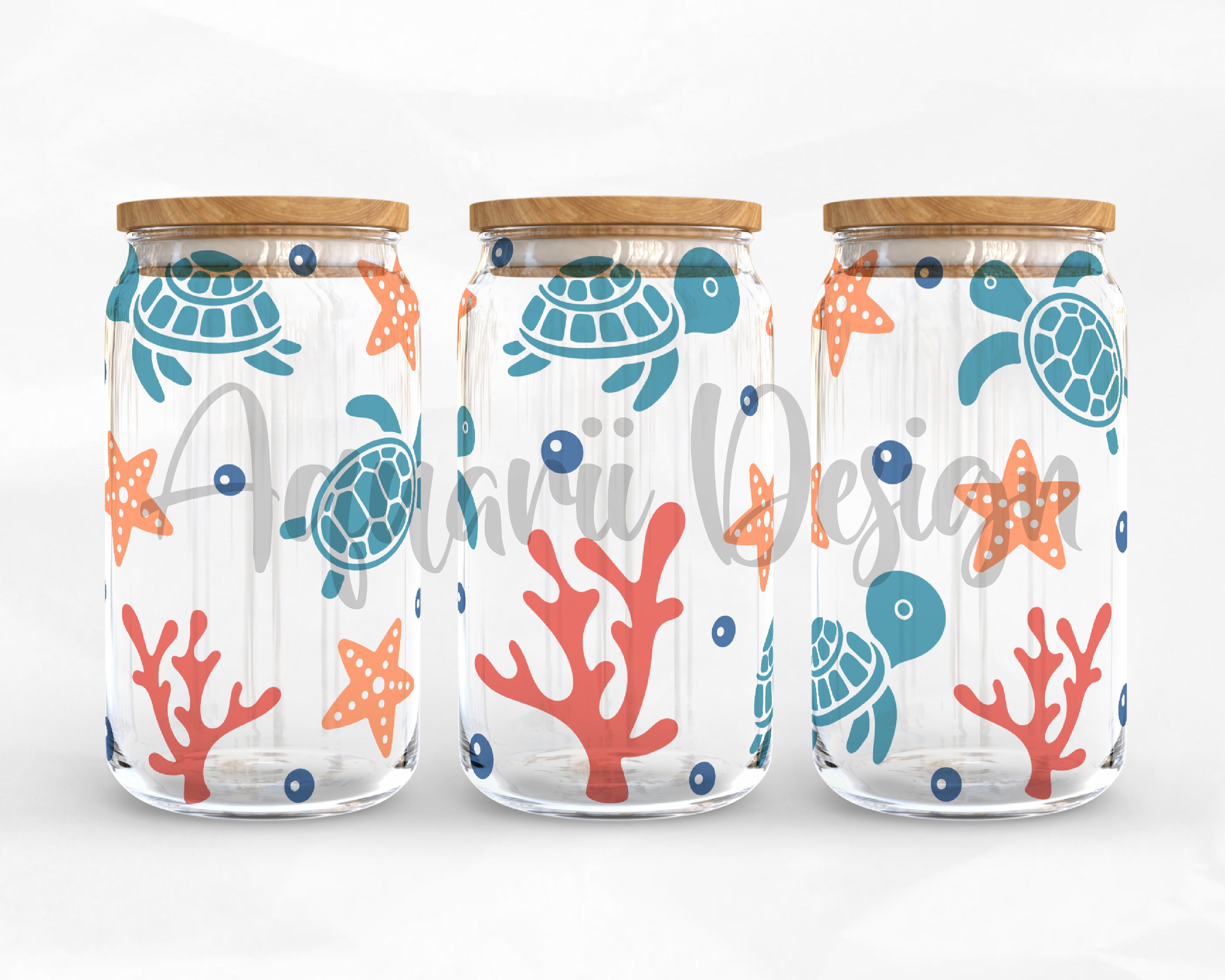 Sea Turtle Can Glass Wrap Svg, Turtle Can Glass Svg, 16oz Libbey Wrap ...