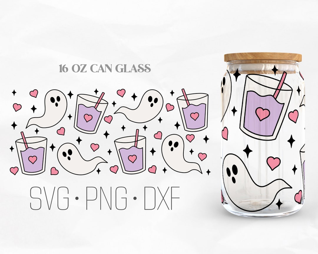 Funny Ghost Can Glass Wrap Svg, Halloween Coffee SVG, Spooky Ghost ...