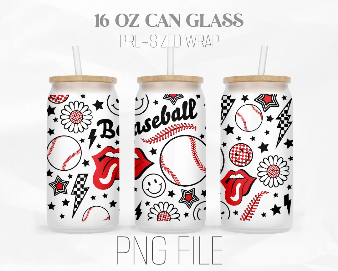 Baseball Can Wrap Png, Game Day Png, Sports Png, Trendy 16oz Libbey ...
