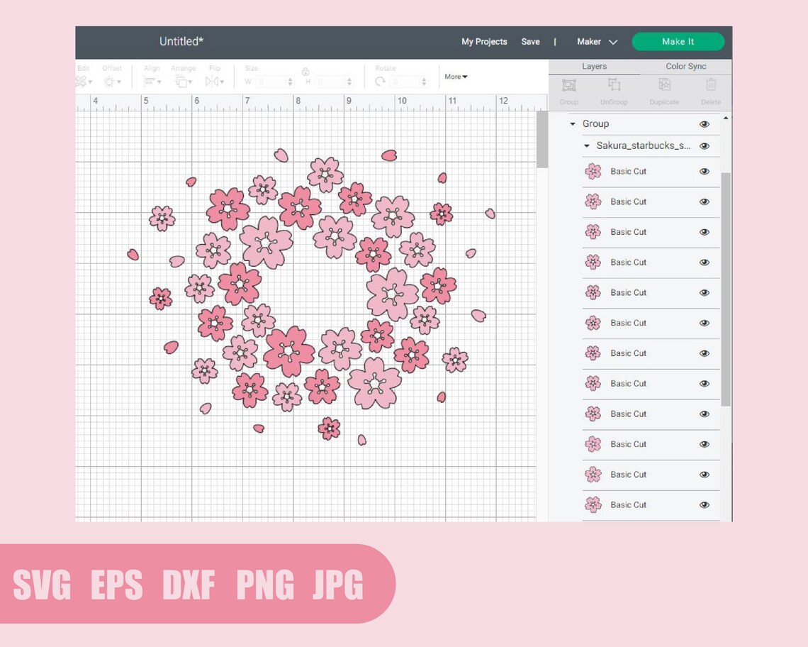 Sakura Full Wrap Svg Cherry Blossom Svg Spring Floral Svg - Etsy