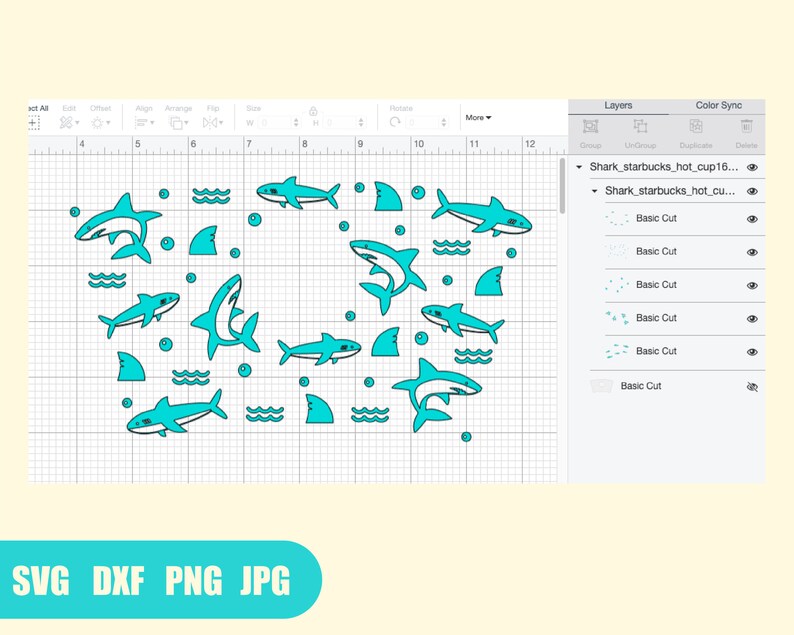 Shark Full Wrap Svg, Ocean Fish Svg, Hot Cup 16 Oz, Svg, Png, DXF Files ...