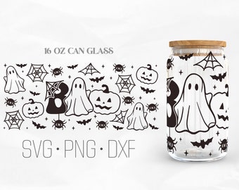 Halloween Book Lover Can Glass Wrap Svg, Ghost Reading SVG, Funny ...