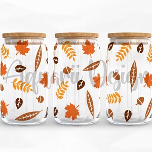 Autumn Leaves Can Glass Wrap SVG, Can Glass Svg, 16oz Libbey Wrap Svg ...