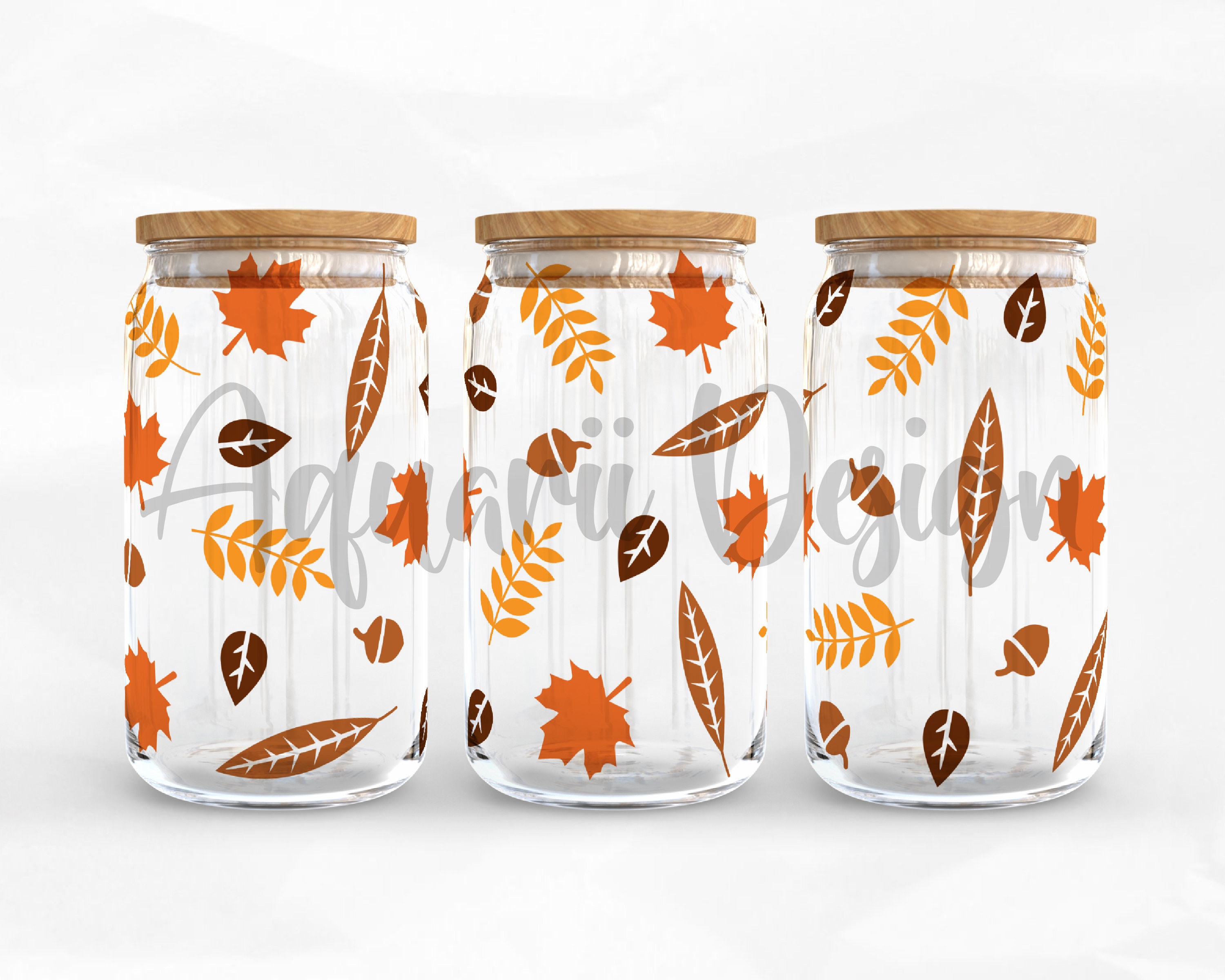 Autumn Leaves Can Glass Wrap SVG Can Glass Svg 16oz Libbey - Etsy