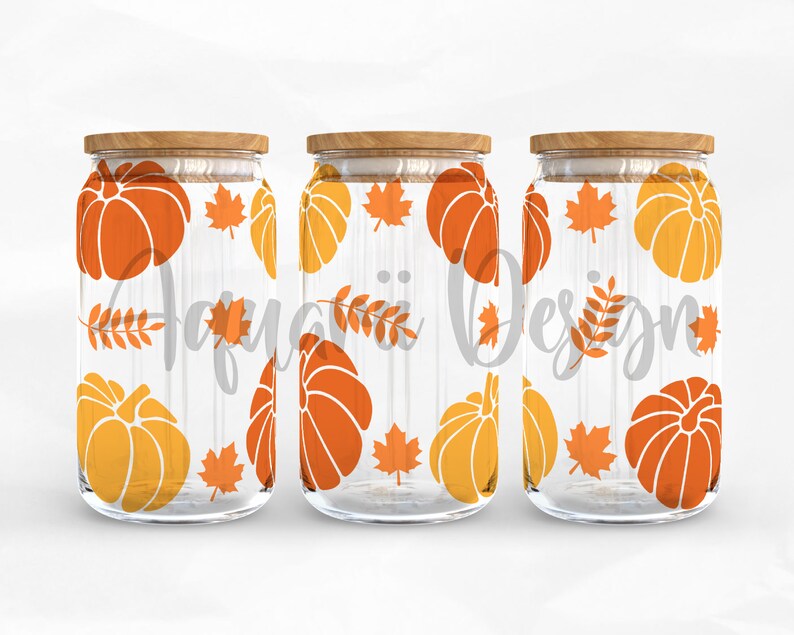 Pumpkin Can Glass Wrap SVG, Halloween Can Glass Svg, 16oz Libbey Wrap ...