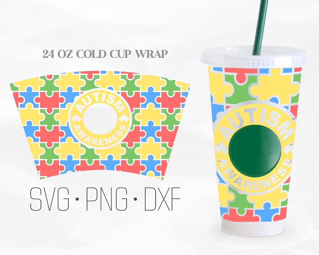 Autism Full Wrap Svg , Autism Awareness Cup Svg, Jigsaw Full Wrap ...