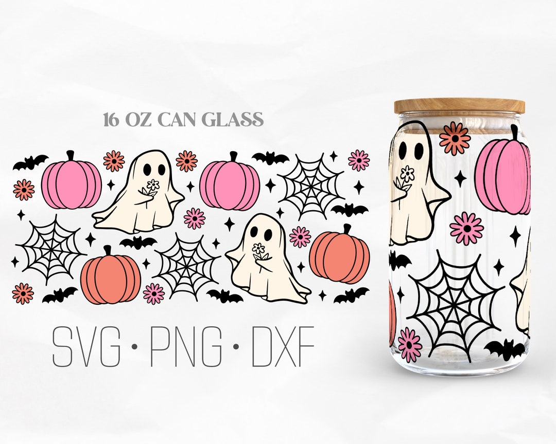 Spooky Season Can Glass Wrap Svg, Pumpkin Ghost Svg, Halloween Svg ...