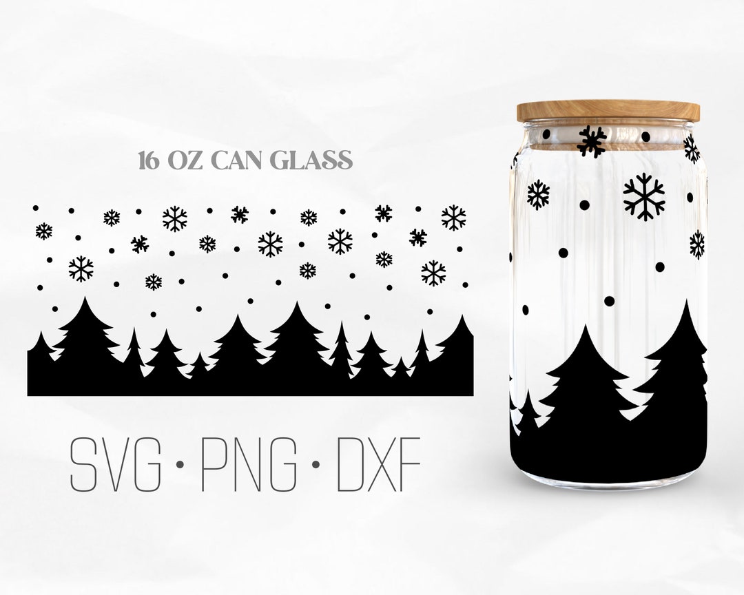 Christmas Tree Can Glass Wrap SVG, Winter Can Glass Wrap SVG ...