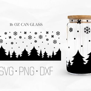 Christmas Tree Can Glass Wrap SVG, Winter Can Glass Wrap SVG ...