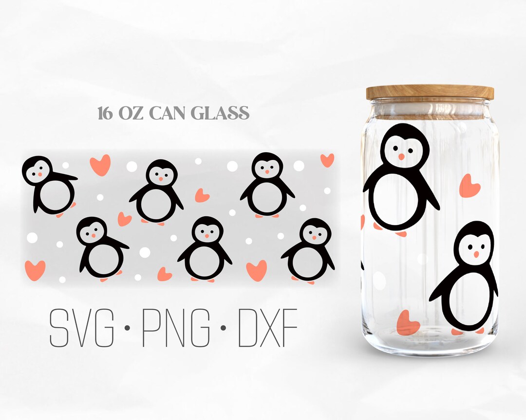 Penguins Can Glass Wrap SVG, Snowflake Libbey Glass Svg, 16oz Libbey ...