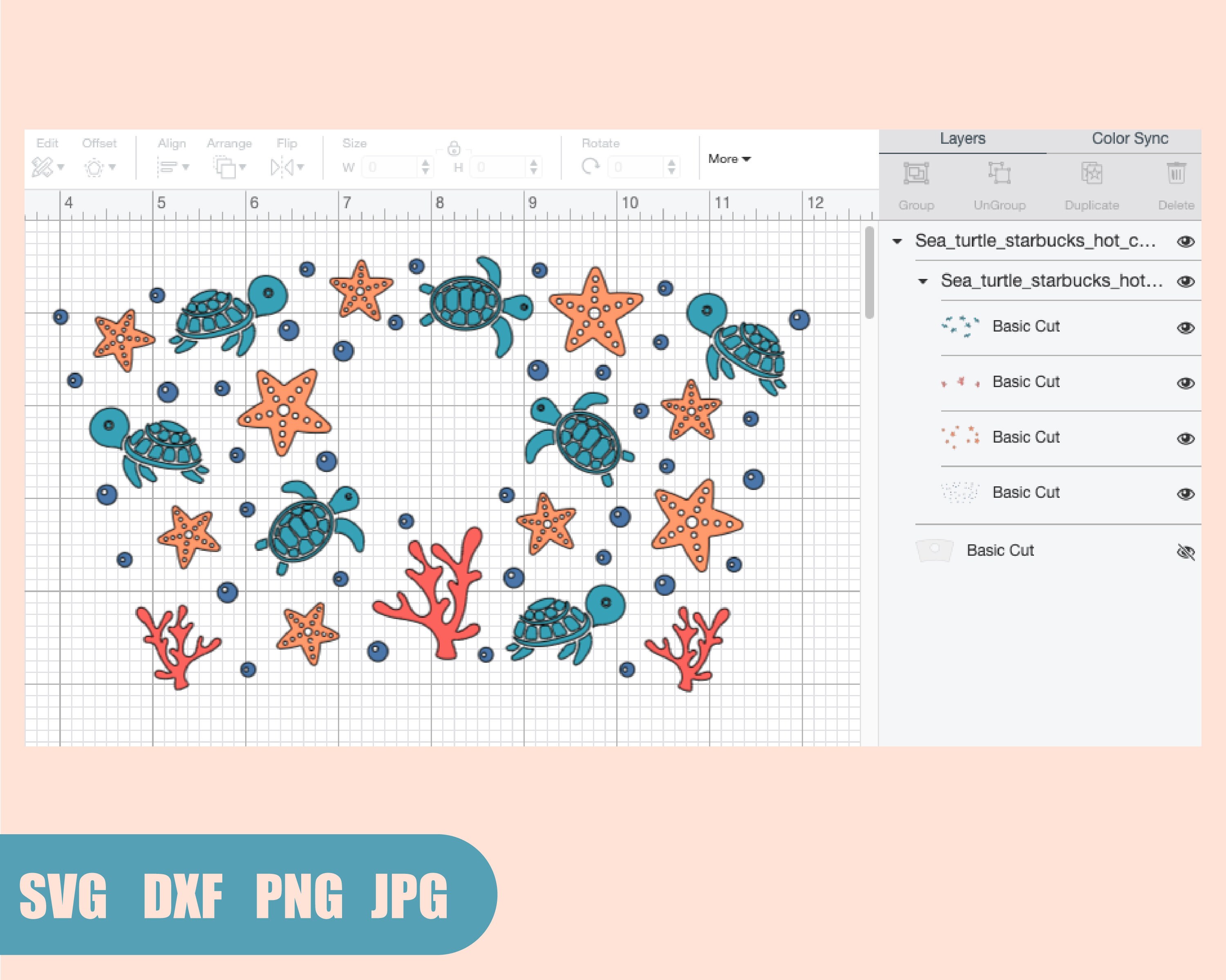 Sea Turtle Full Wrap Svg, Turtle Cup, Hot Cup 16 Oz, Svg, Png, DXF ...