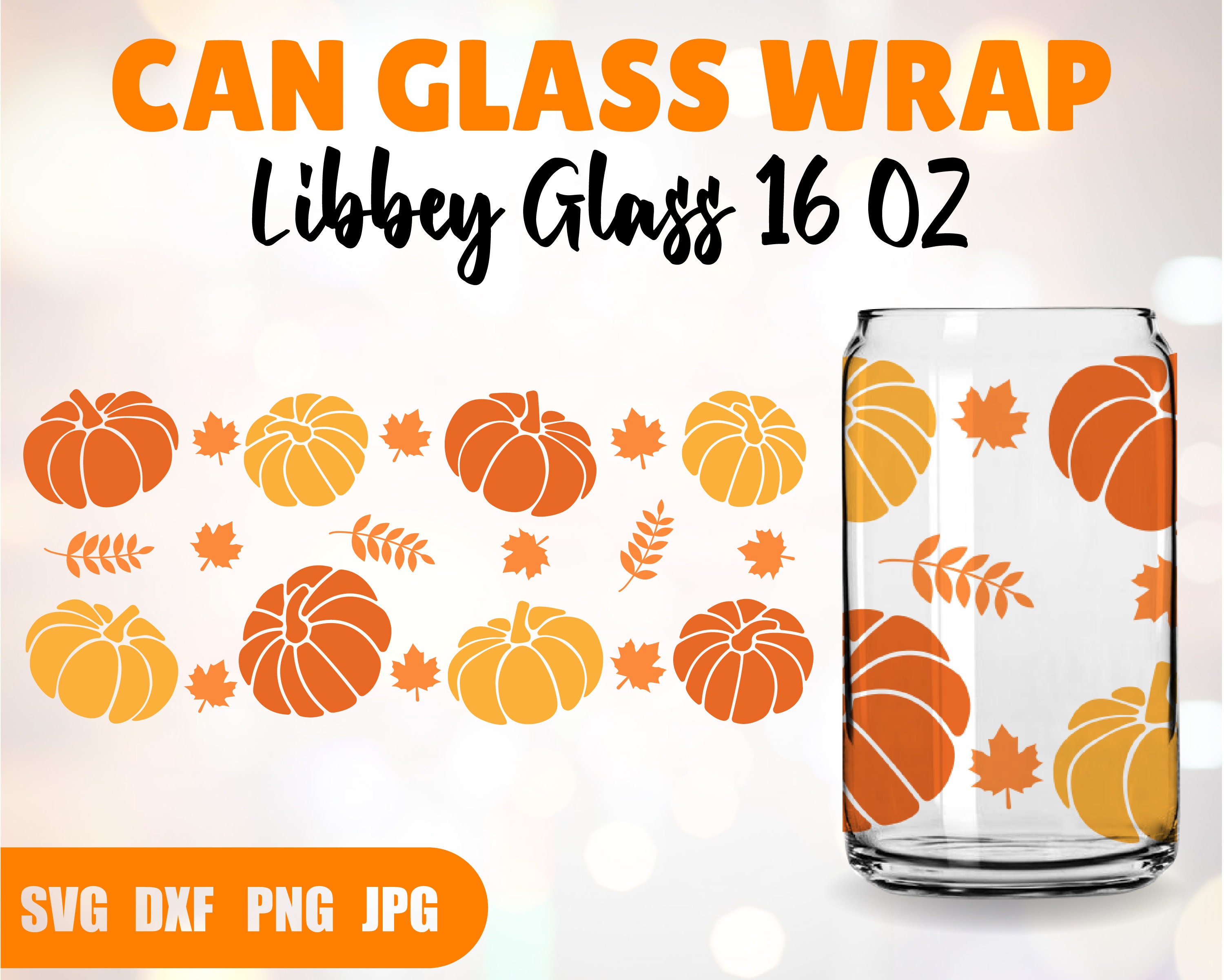 Pumpkin Can Glass Wrap SVG Halloween Can Glass Svg 16oz - Etsy