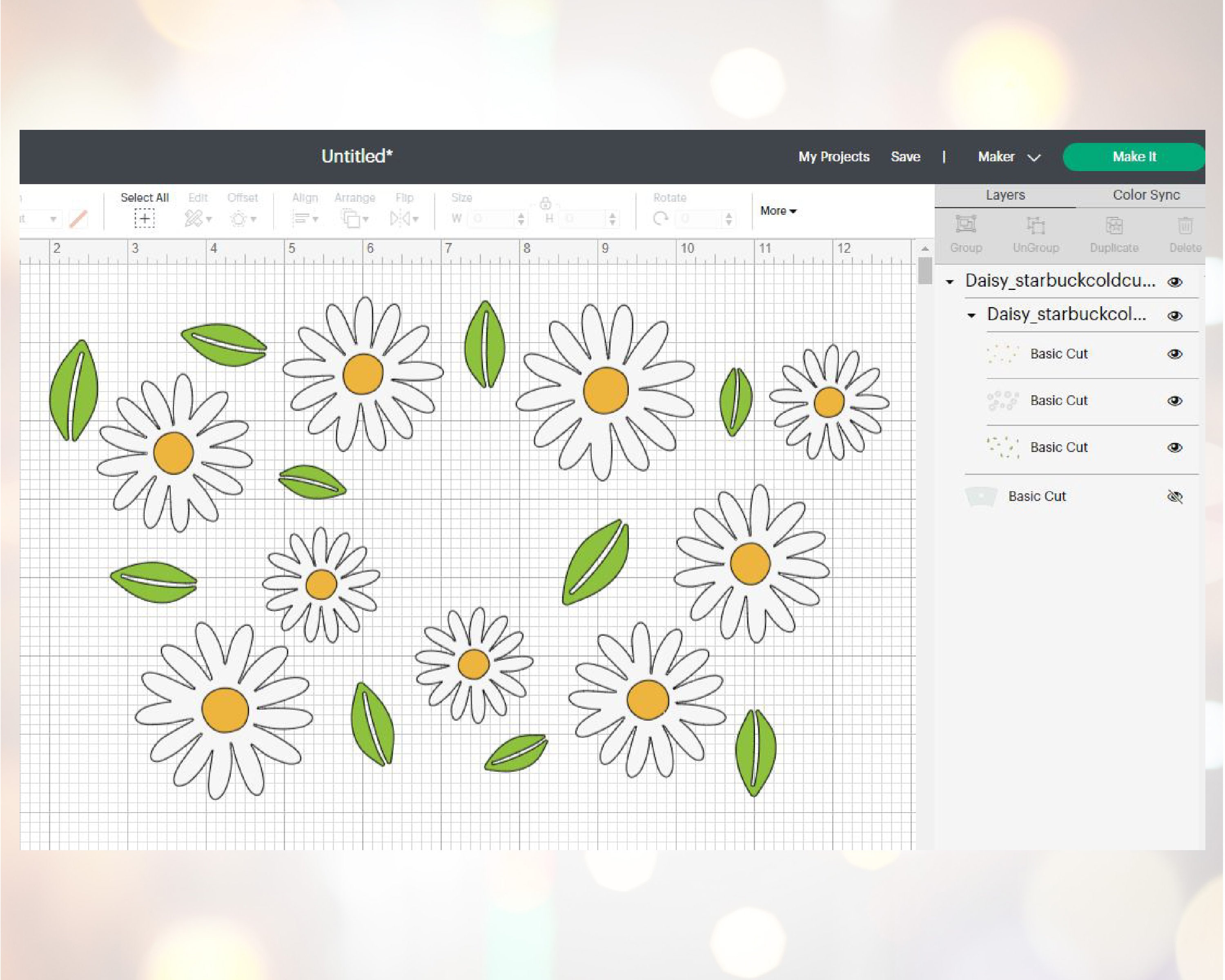 Daisy Full Wrap Svg Flower Svg Floral Wrap Svg Venti Cold - Etsy