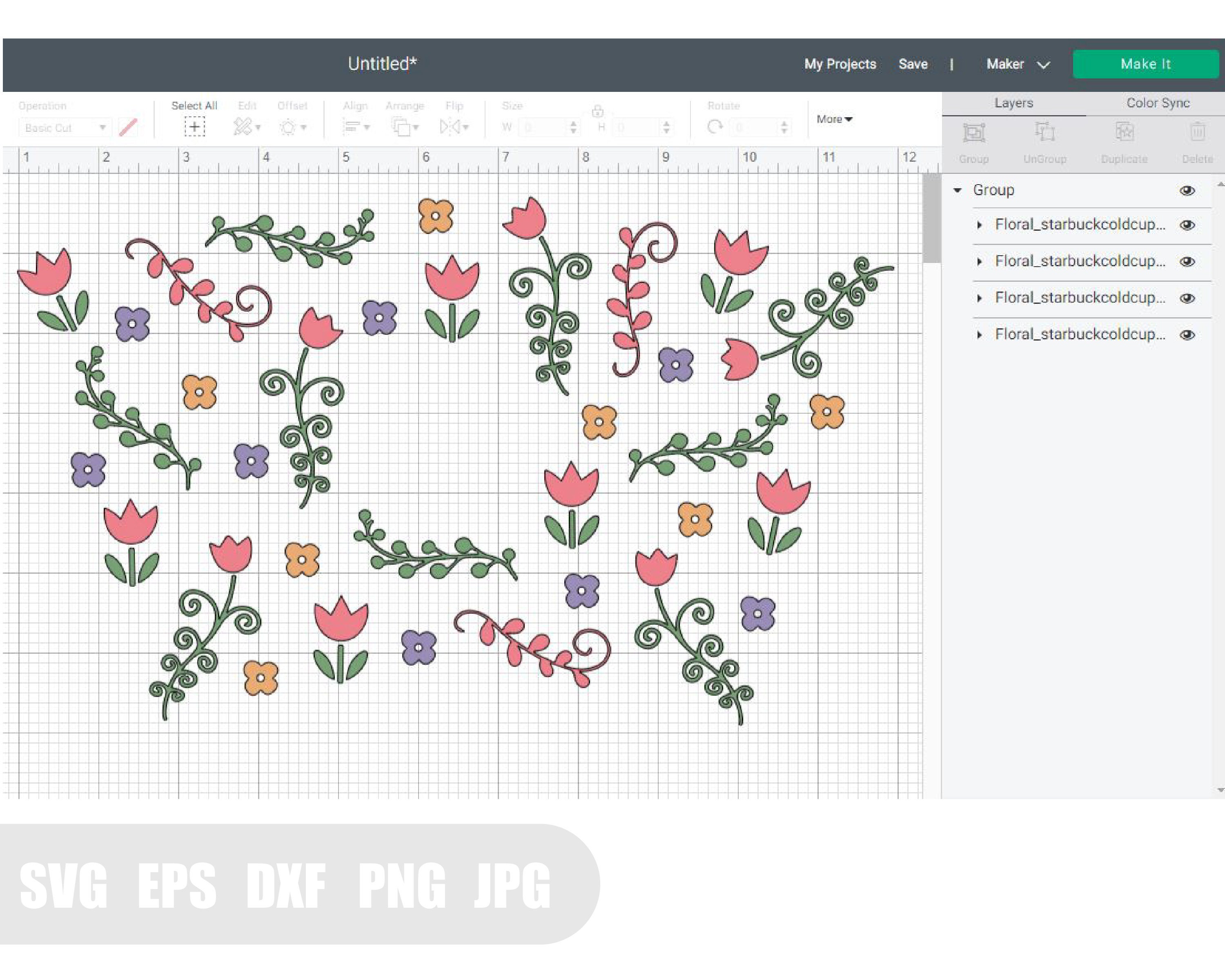 Floral Full Wrap SVG Spring Floral Svg Hand Draw Floral Cup - Etsy