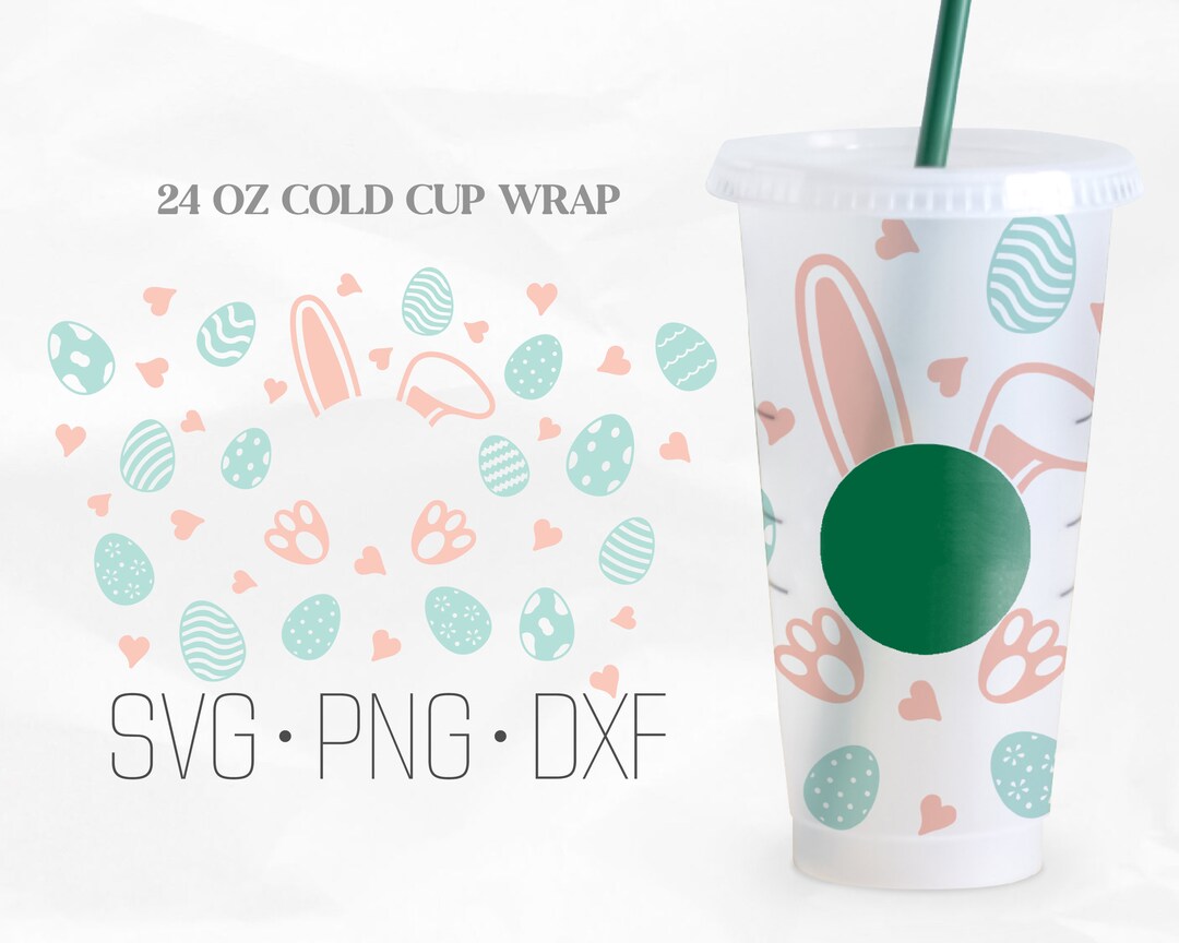 Bunny Easter Egg Full Wrap Cup SVG, Cold Cup 24 Oz, Svg, Png, DXF Files ...