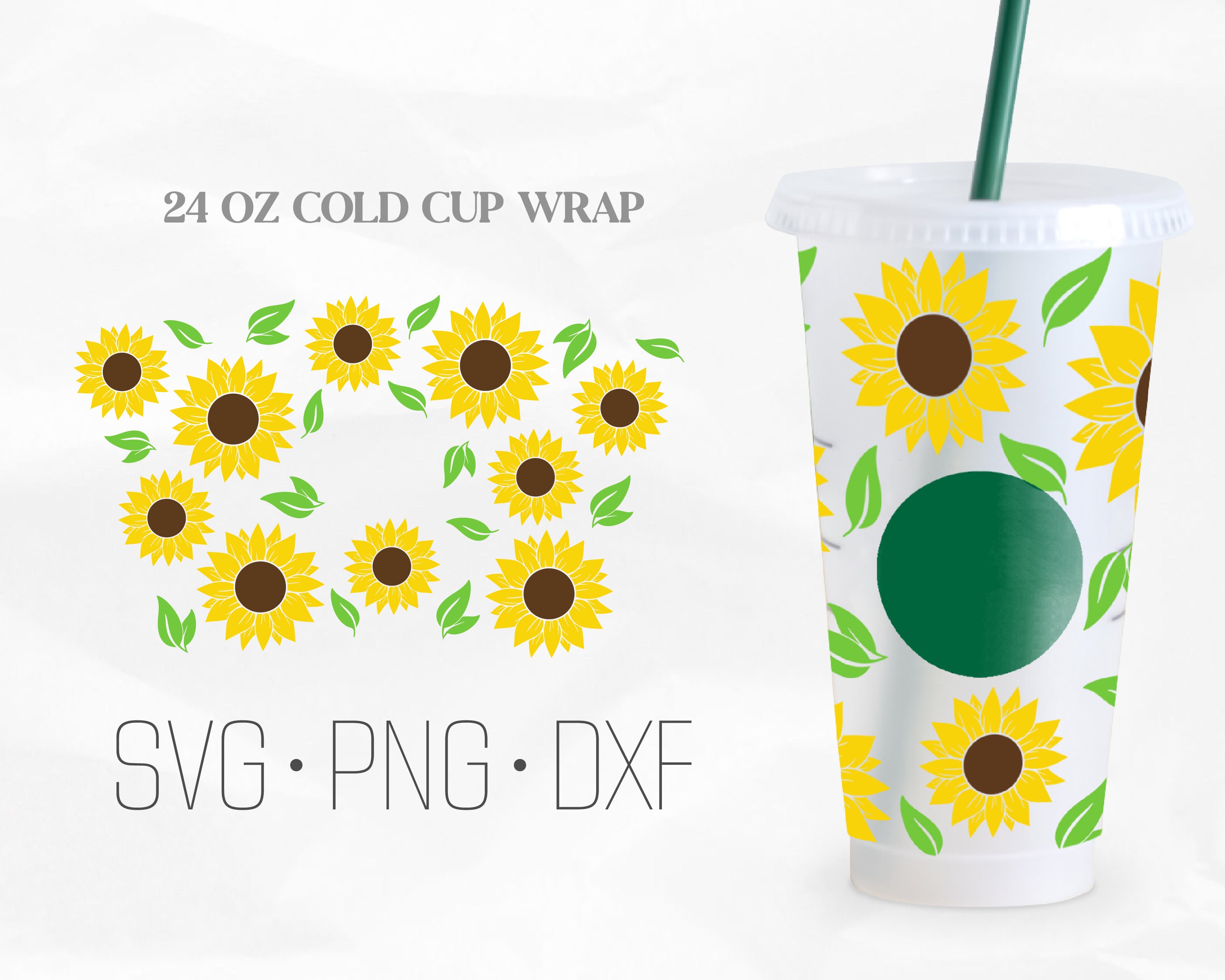 Sunflower Full Wrap Svg Flower Svg Venti Cold Cup 24 Oz - Etsy Hong Kong